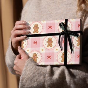 Pink Gingham Gingerbread Christmas Seamless Pattern Coquette Christmas ...