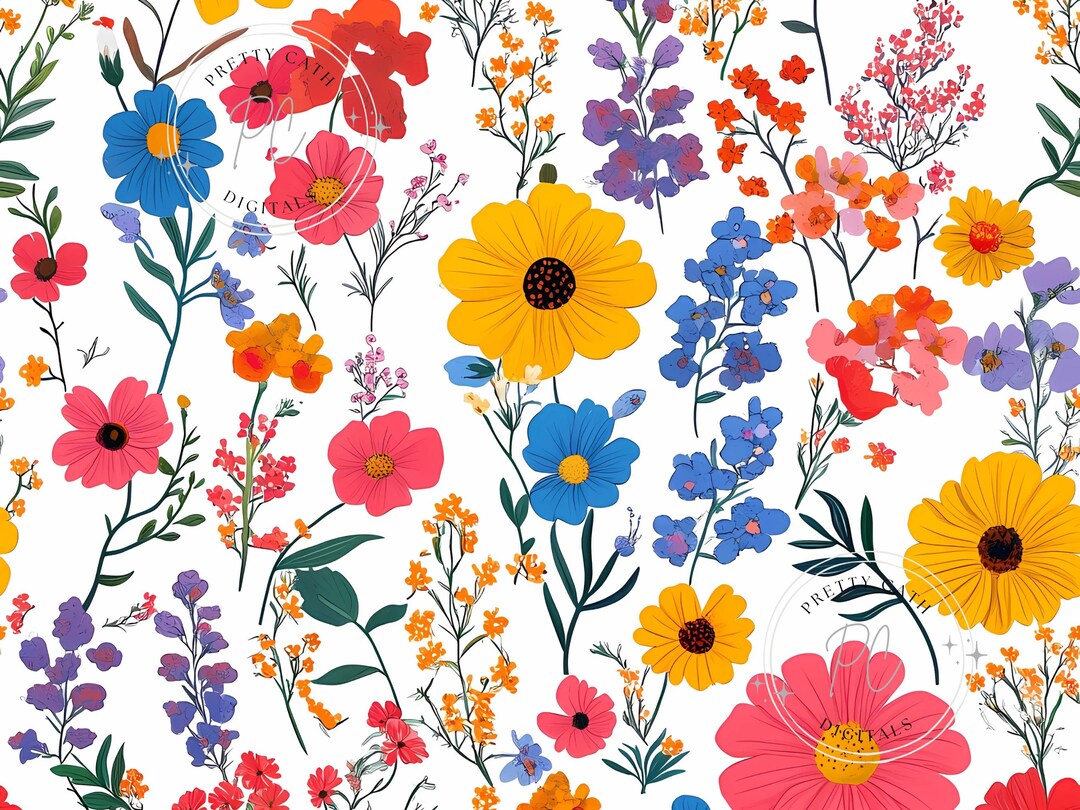 Pink Flower Small Print Floral Seamless Repeat Digital Paper , Tiny ...