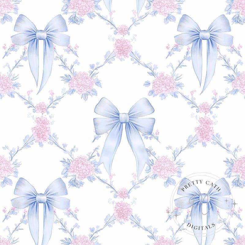 Blue Preppy Bows Wallpaper - Etsy