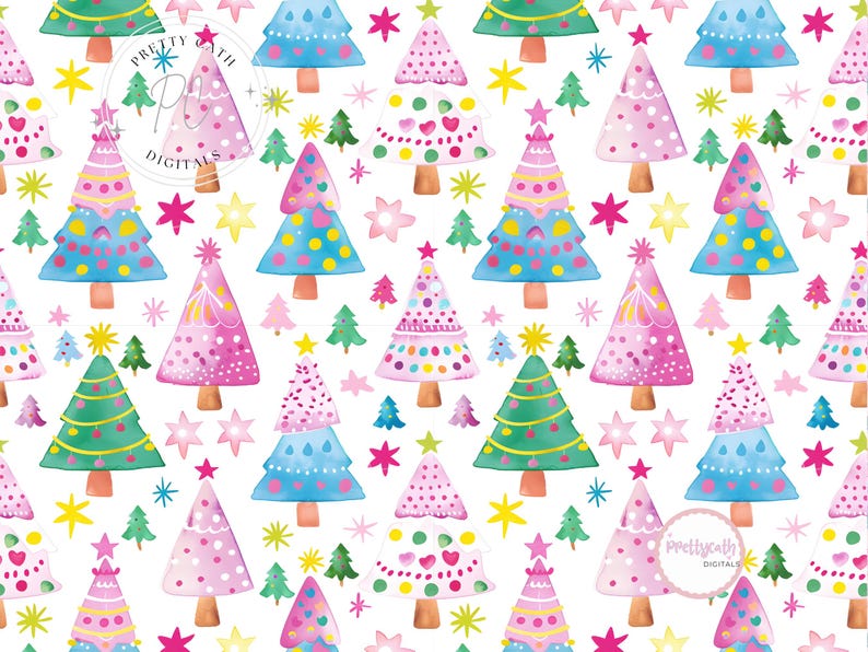 Christmas Tree Seamless Pattern Pastel Holiday Wallpaper Cute Festive ...