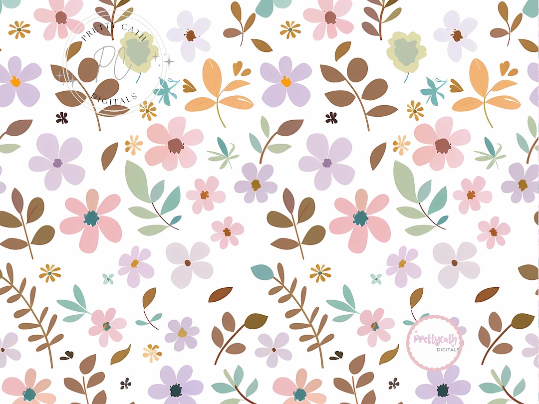 Modern Floral Seamless Pattern Colorful Pastel Flowers Digital Paper ...