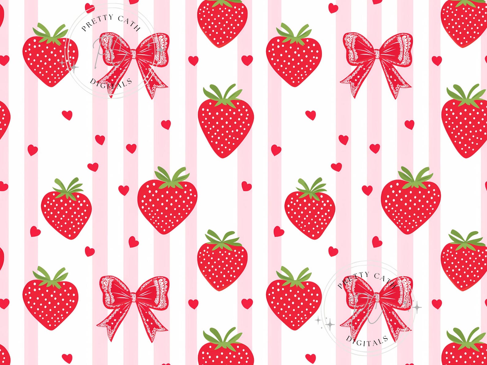 Strawberry Bows Repeated Patterns Repeat Gingham Pink Bow Coquette ...
