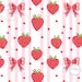 Strawberry Bow Seamless Pattern Pink Stripe Fruit Print for Fabric ...