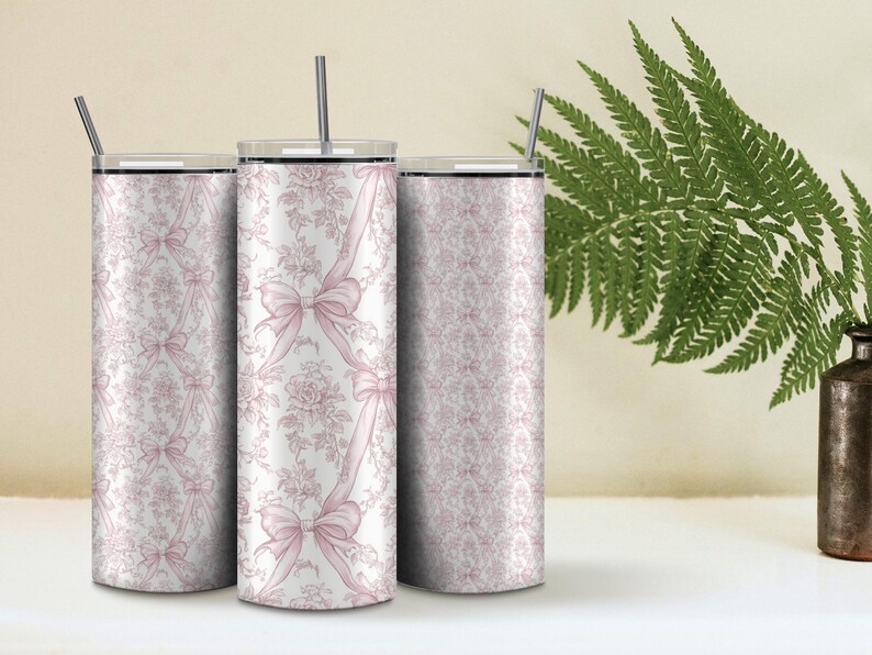 Vintage Pink Toile Ribbon Rose Seamless Floral Pattern Elegant Romantic ...
