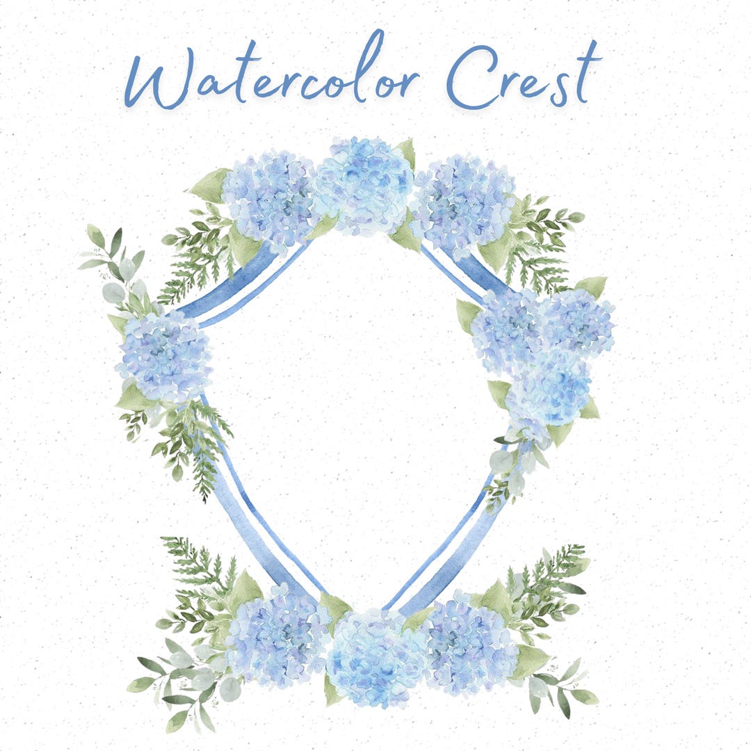 Blue Hydrangea Wedding Crest Template, Custom Crest, Flower Crest ...