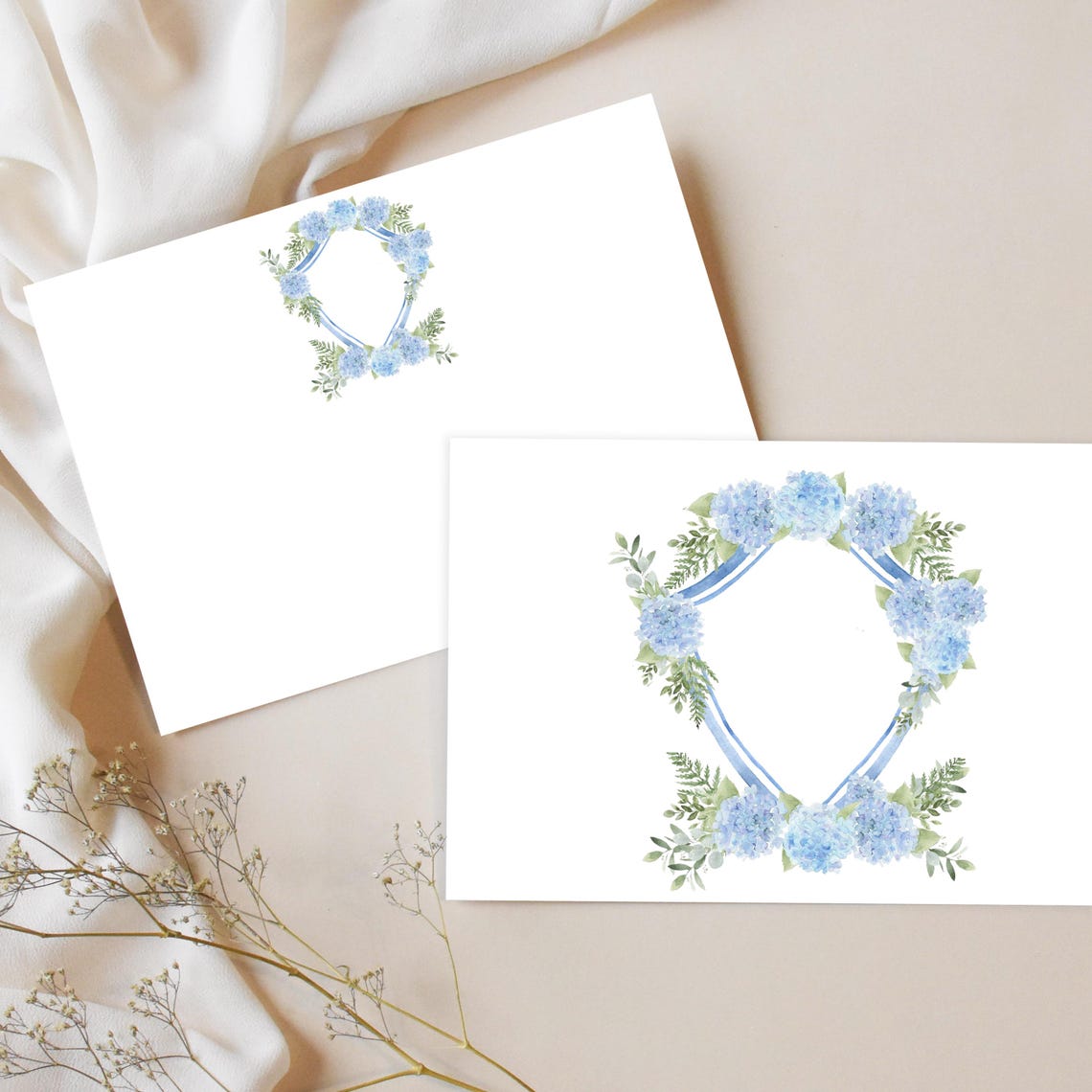 Blue Hydrangea Wedding Crest Template, Custom Crest, Flower Crest ...