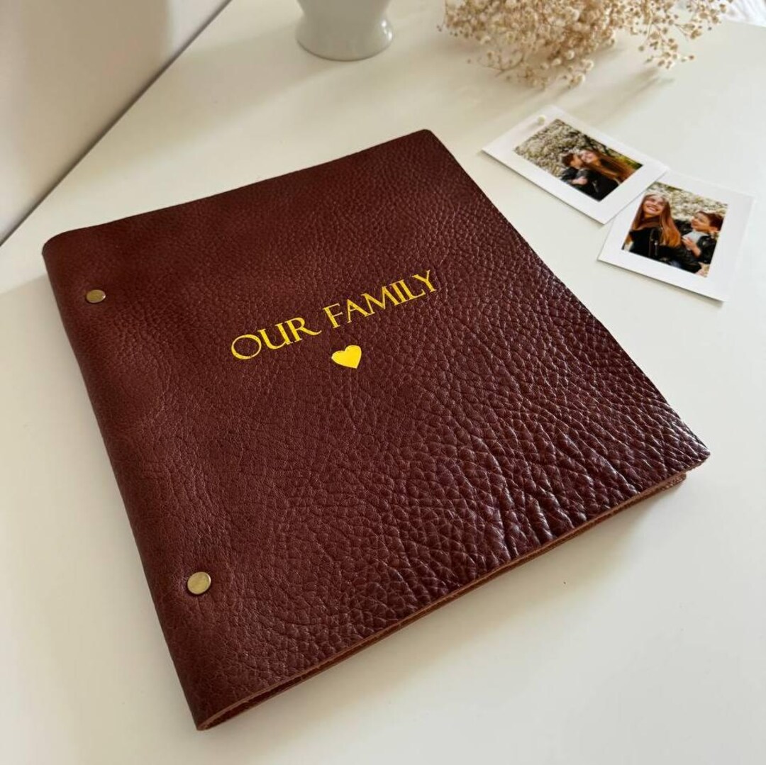 Photo Album Leather With Magnetic Pages, Gold Inscription, Custom Album ...