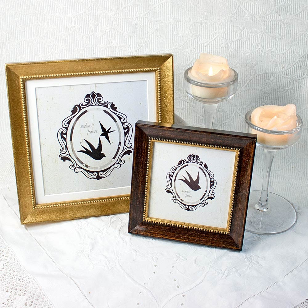 5x5/4x4 inch Square Brown Photo Frame with Inner Narrow Gold | Etsy