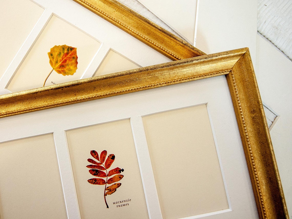 Narrow Gold Deluxe Frame With Fine Inner-bead Detail for 3 or 4 ...