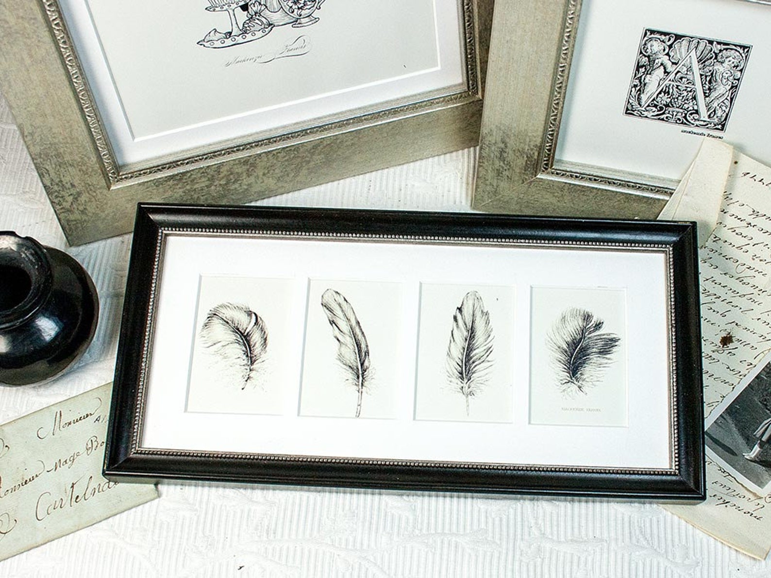 Narrow Black Deluxe Frame With Fine Inner Silver-bead Detail | Etsy