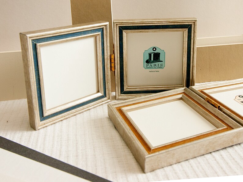 3x3 Inch Mini Hinged Double Frame / Narrow Silver Blue or | Etsy