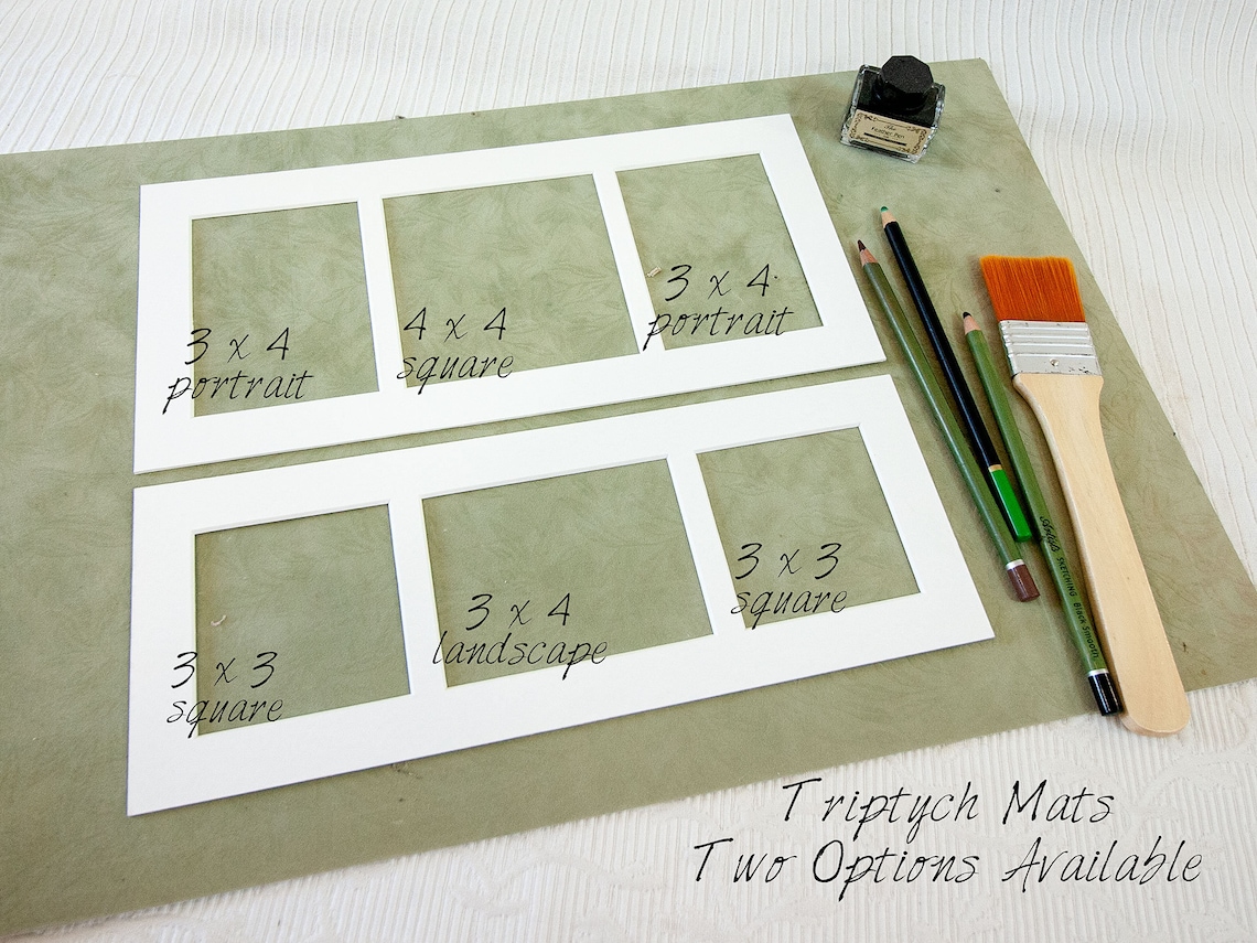3x3 3x4 and 4x4inch Triptych Mat Format Narrow Smooth Gold & | Etsy