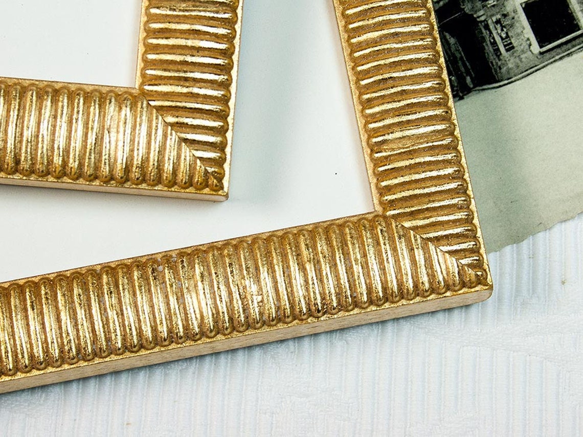 5x5 Inch Gold Frame Round-ribbed Design /golden Wedding/anniversary ...