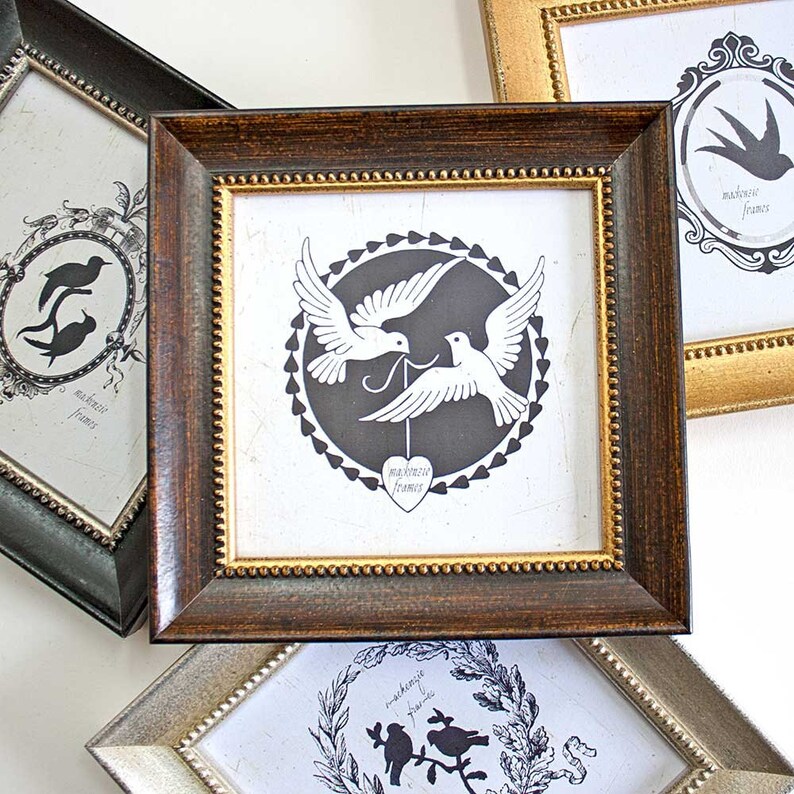 5x5/4x4 Inch Square Brown Photo Frame With Inner Narrow Gold - Etsy