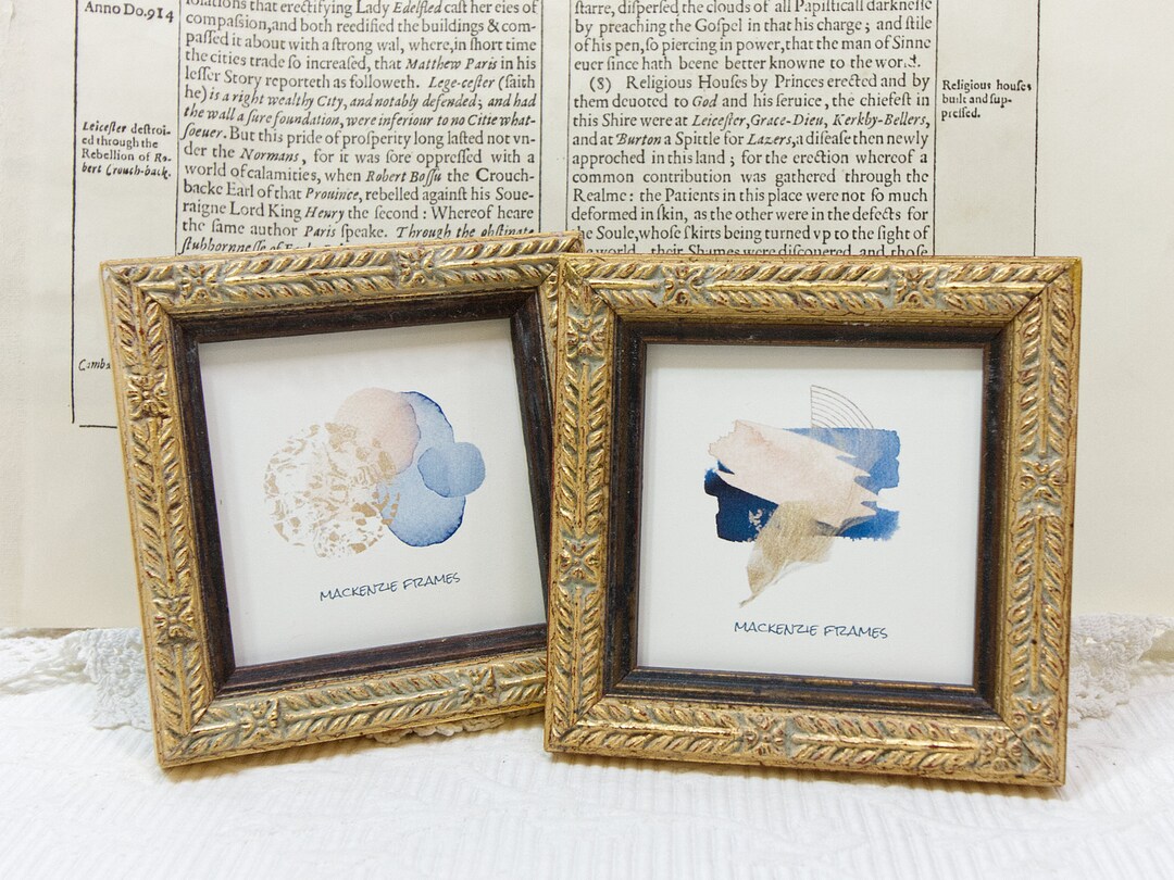 Gold Picture Frame, Dark Brown Inner Shade (3x3, 4x4 Inch) - Etsy