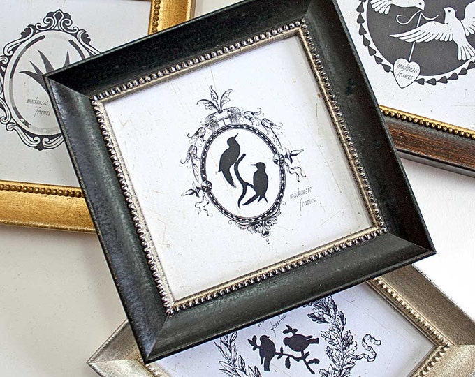 5x5 Inch or 5x7 Inch Photo Frame Black With Inner Narrow Silver Bead ...