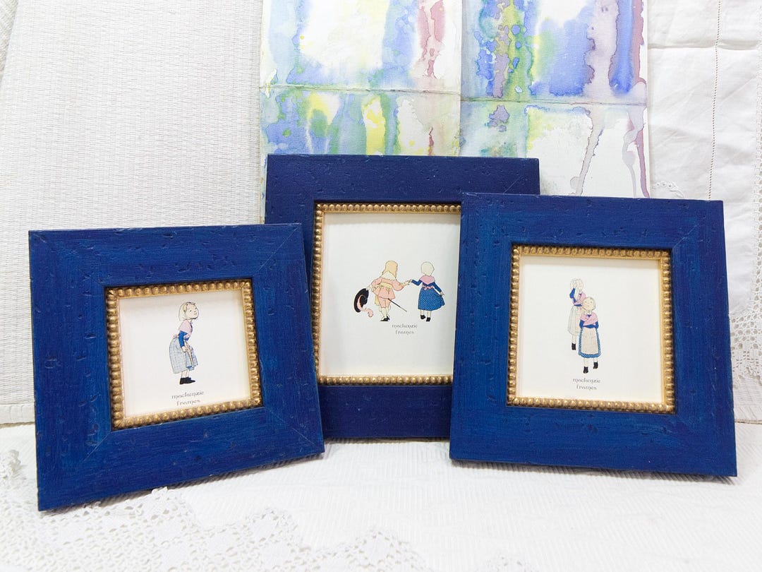 4x4, 5x5 and 6x6 Inch Deep Blue With Gold Boule Inner, Square Format ...