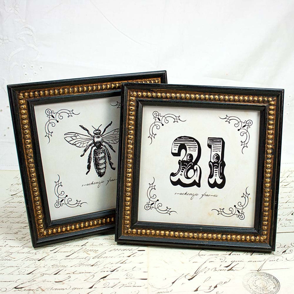 5x5 Inch or 4x6 Inch Black & Gold Boules Square Photo Frame in ...
