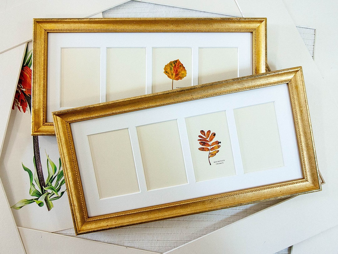 Narrow Gold Deluxe Frame With Fine Inner-bead Detail for 3 or 4 ...