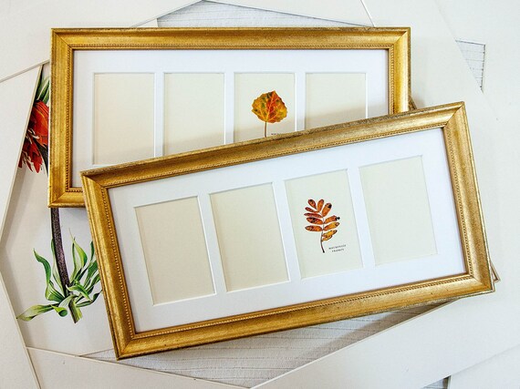 Narrow Gold Deluxe Frame With Fine Inner bead Detail for 3 or 4 Portrait Photos 2x3 Inch Wallet Size Home or Office Desktop anniversary Etsy