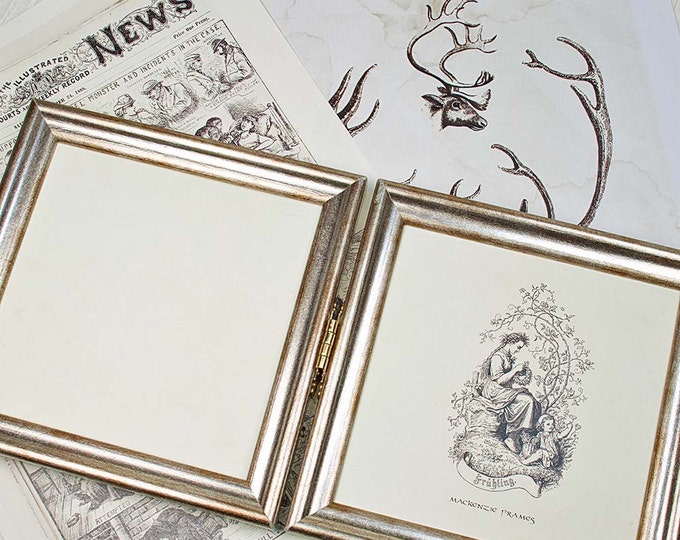 5x5 Inch Hinged Double Narrow Smooth Silver Photo Frame/silver Wedding ...