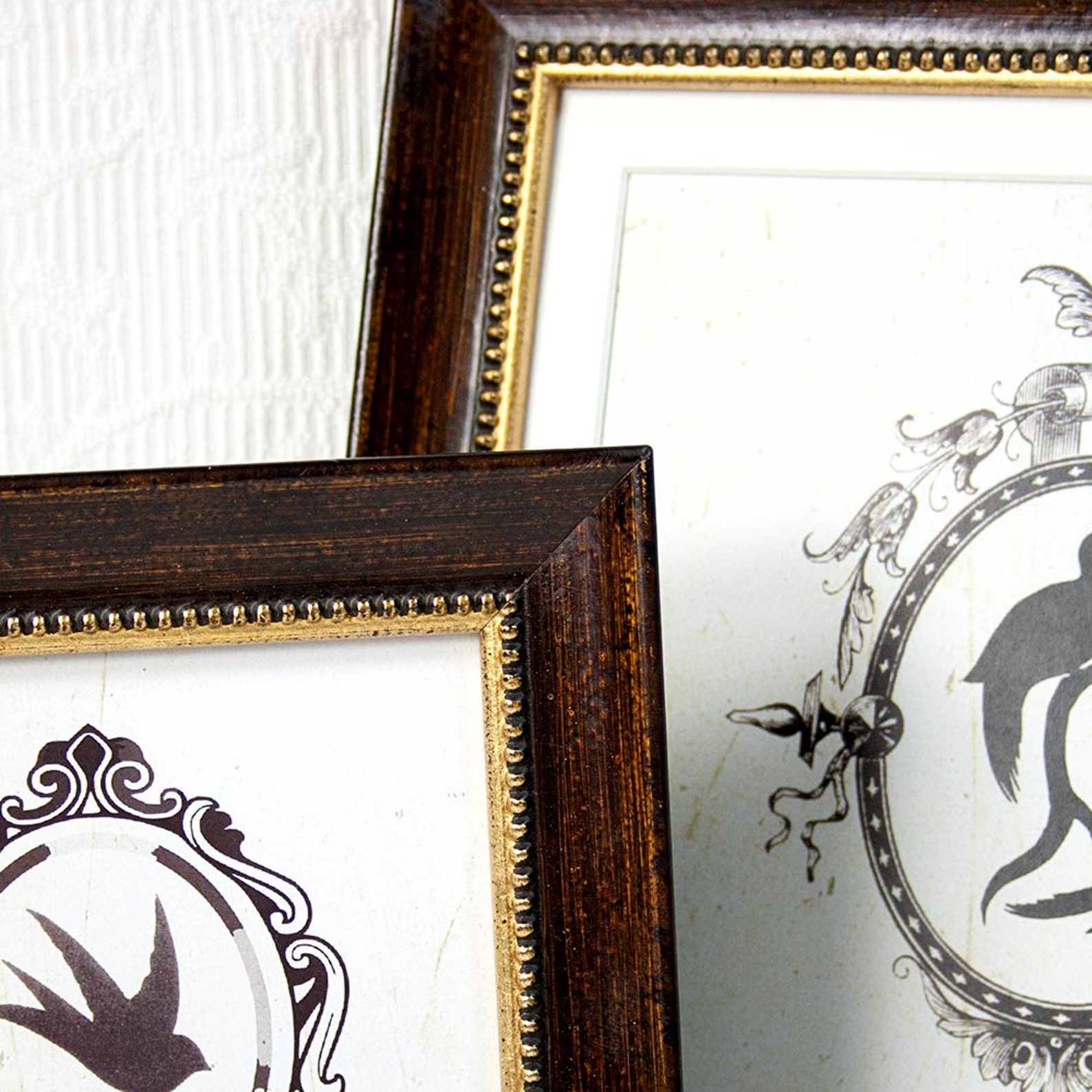 5x5/4x4 inch Square Brown Photo Frame with Inner Narrow Gold | Etsy