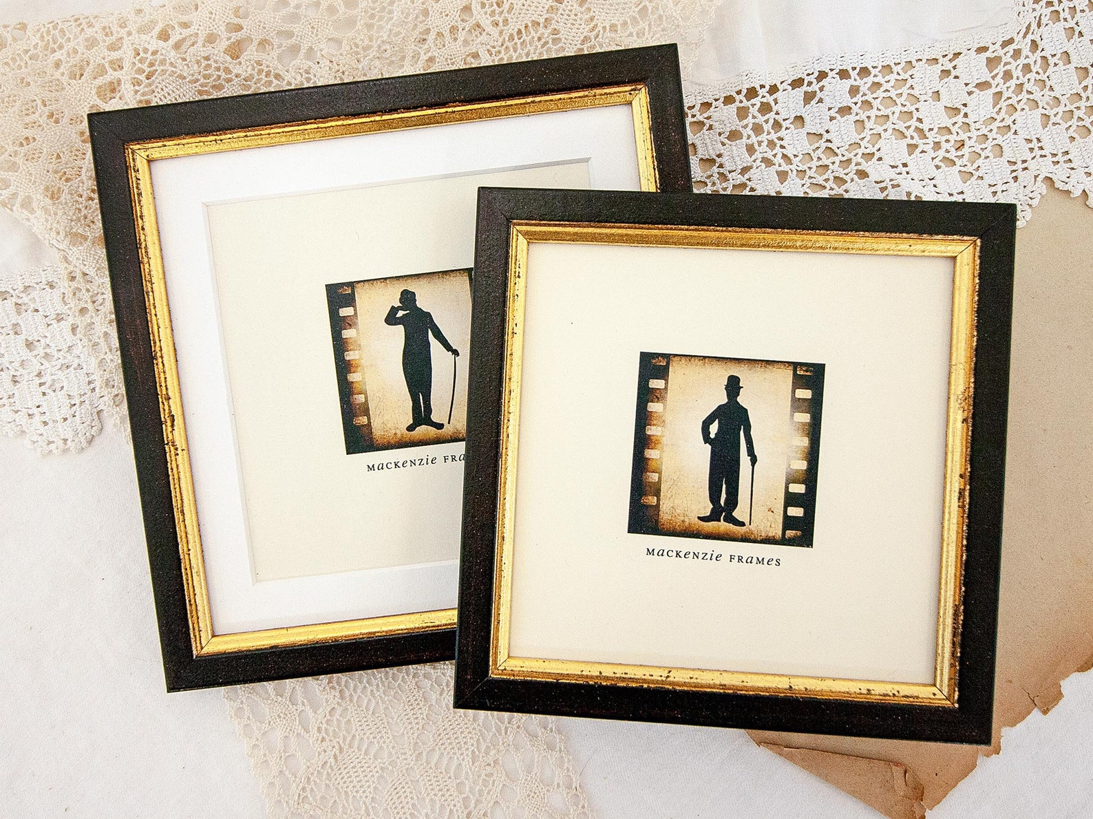 5x5 Inch Photo Frame Black and Gold Narrow Distressed Antiqued - Etsy