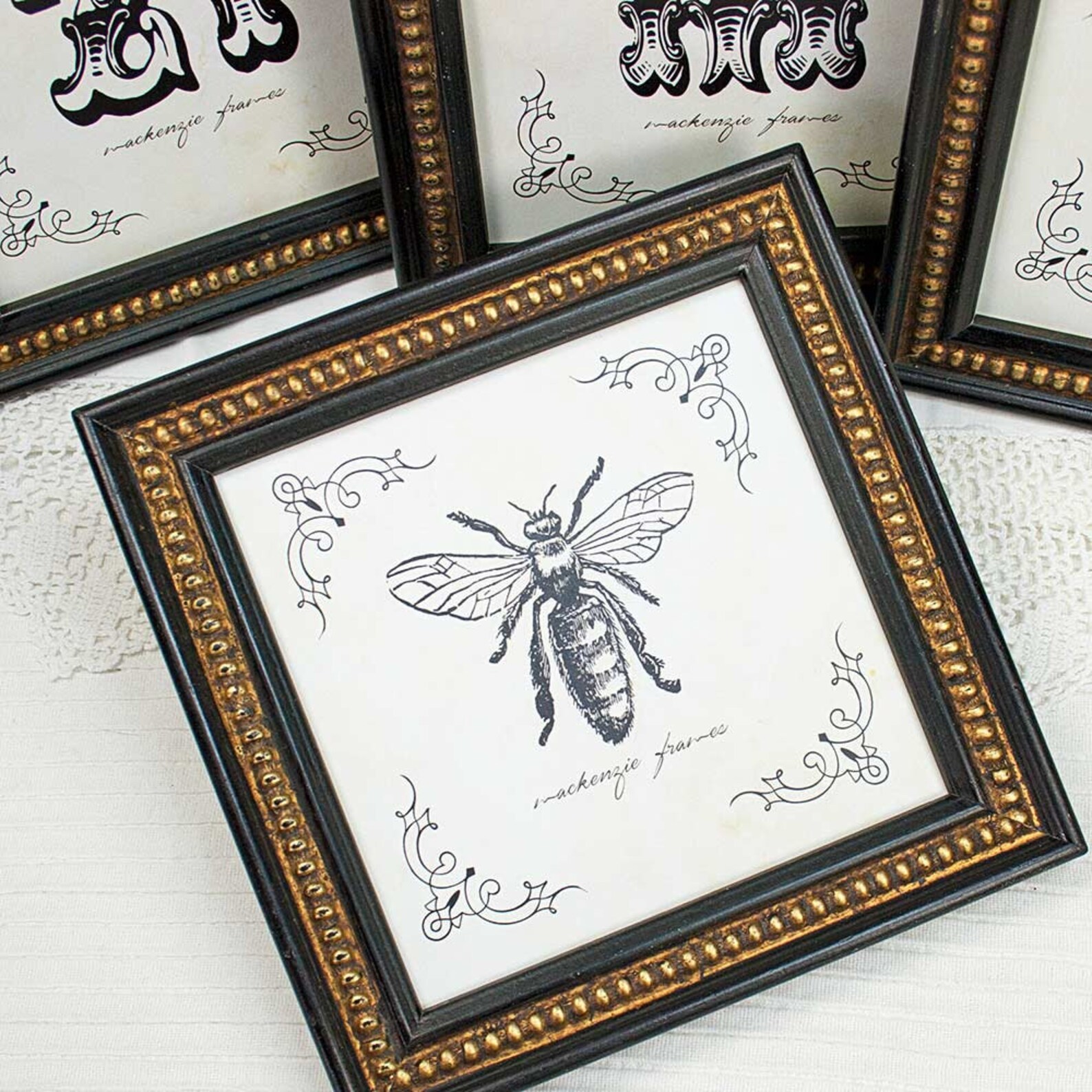 5x5 Inch or 4x6 Inch Black & Gold Boules Square Photo Frame in ...