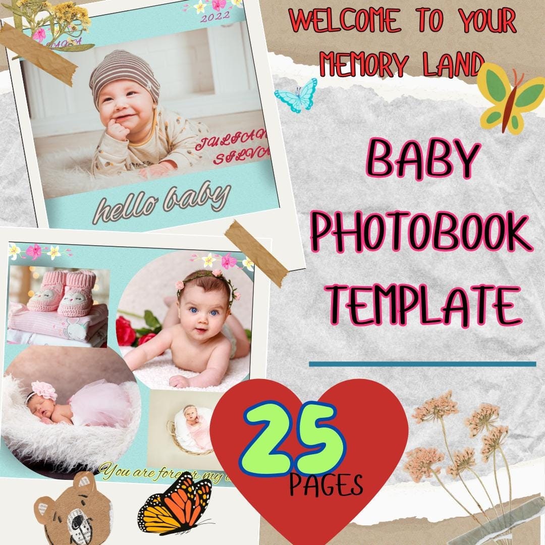 Printable Digital Photobook Memories: 25 Editable Templates Capture ...