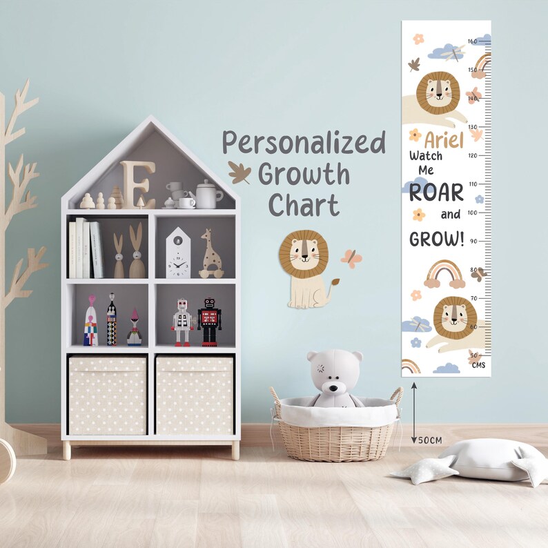 Personalized Kids Growth Chart, Height Chart Wall Decals, Baby Shower ...