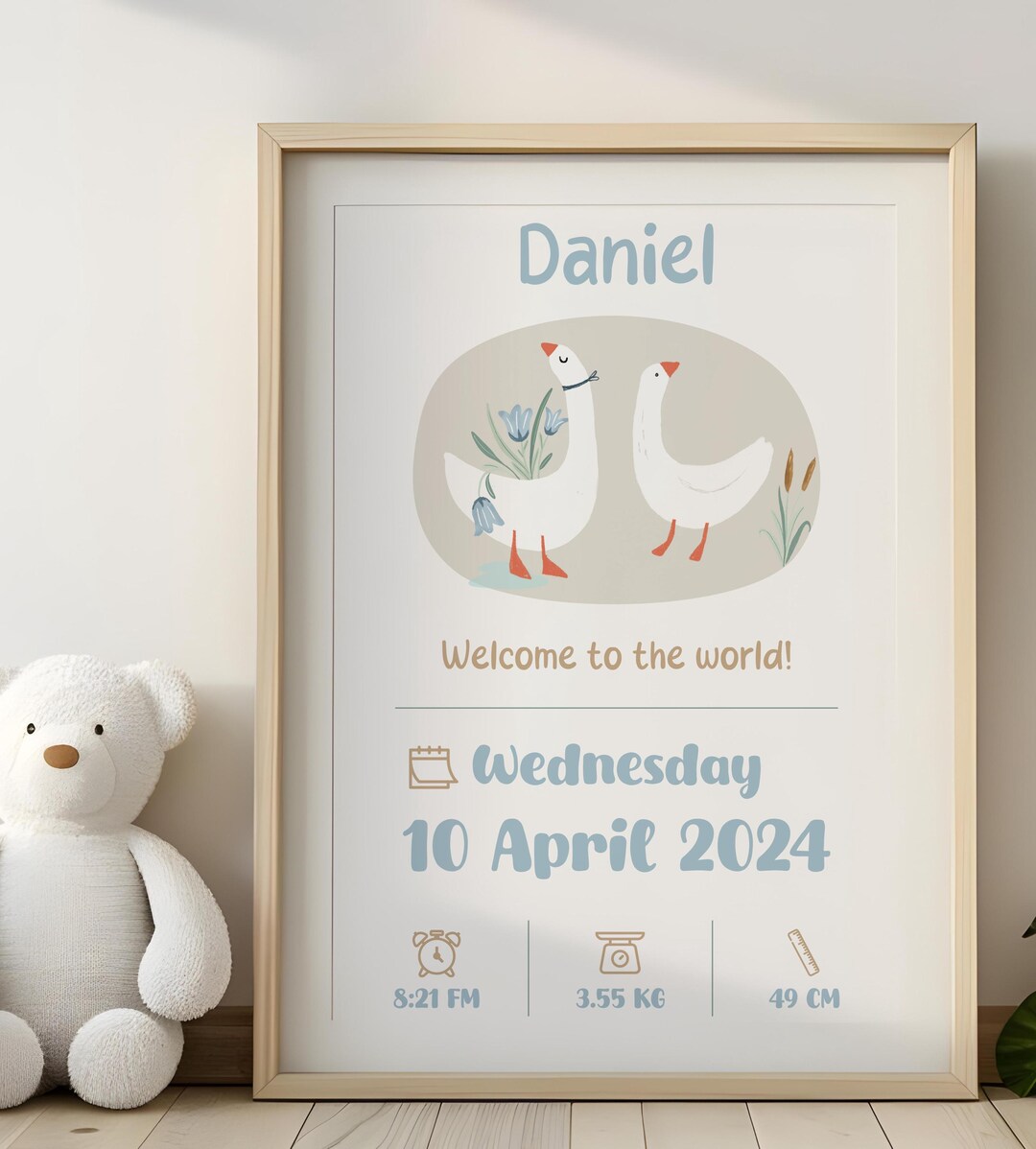 Personalized Mother Goose Baby Birth Stats Print (digital Download) - Etsy