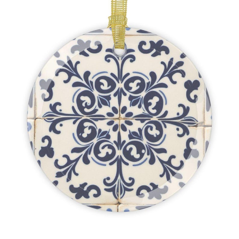 Elegant Portuguese Tile Glass Ornament for the Holidays 1, 5, 10, 25 ...