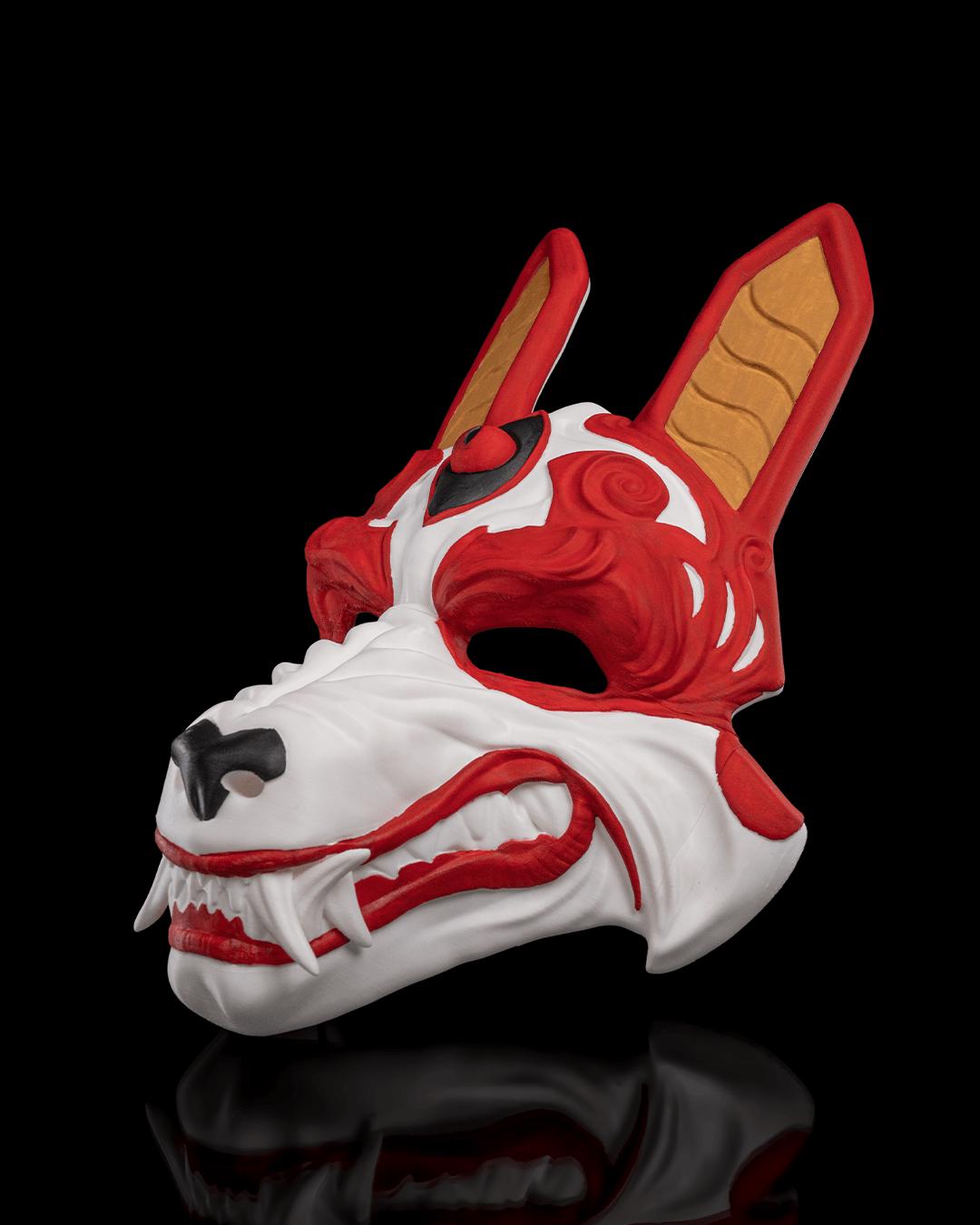 Okami Mask – 3D Printed Japanese Wolf Spirit Mask, Eco-friendly Cosplay ...