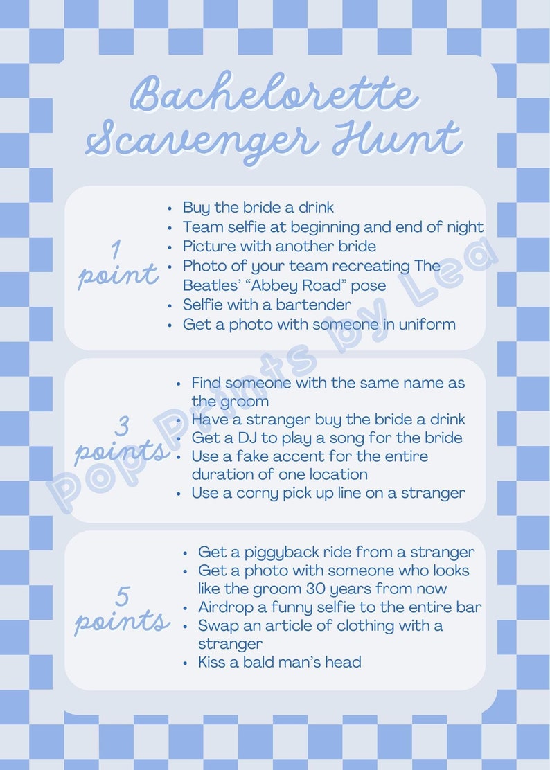 Bachelorette Party Scavenger Hunt Game Digital Download for Bach Party ...