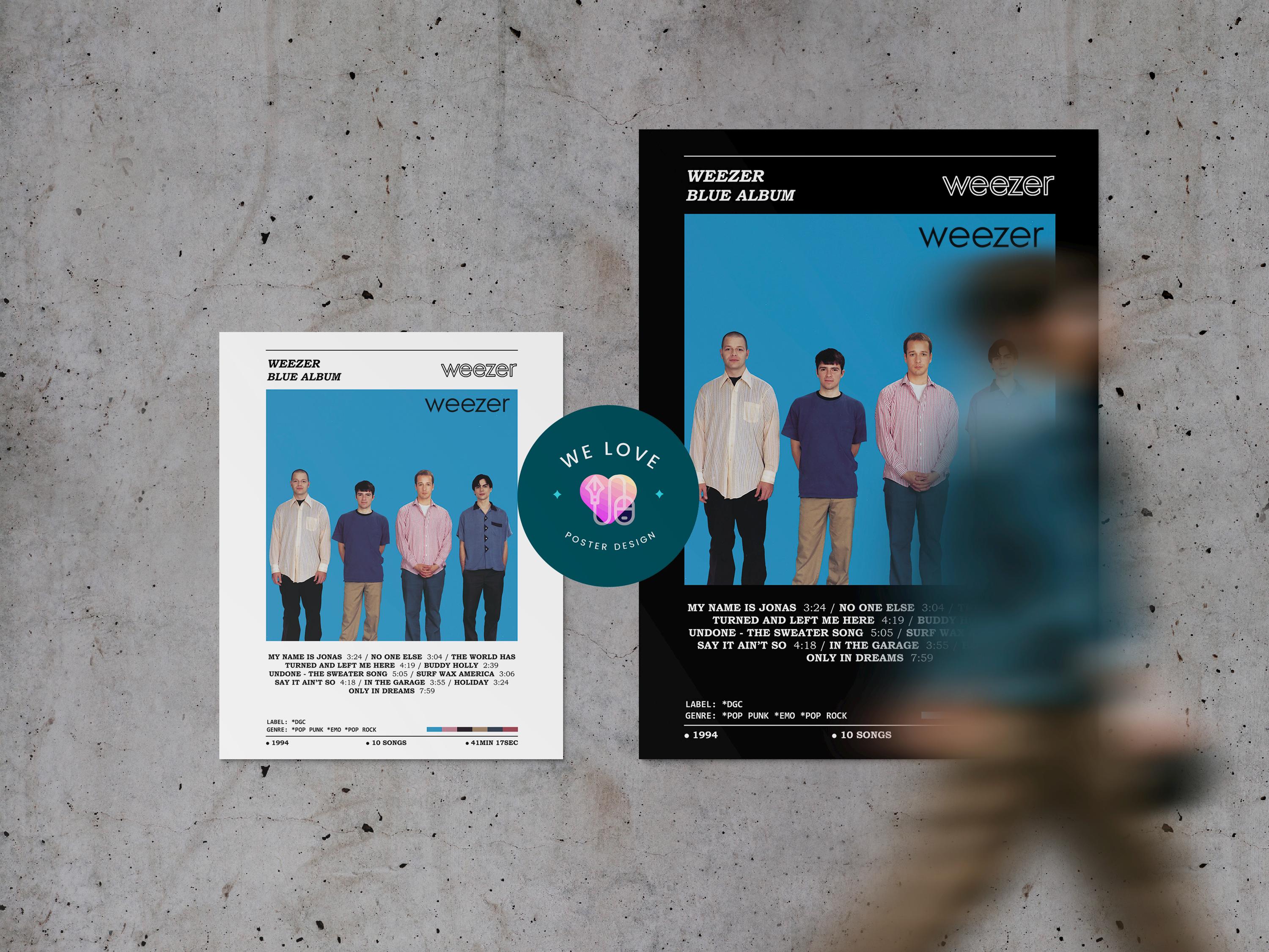 Weezer - Blue Album Poster / Weezer Poster / Album Cover Poster / Album ...