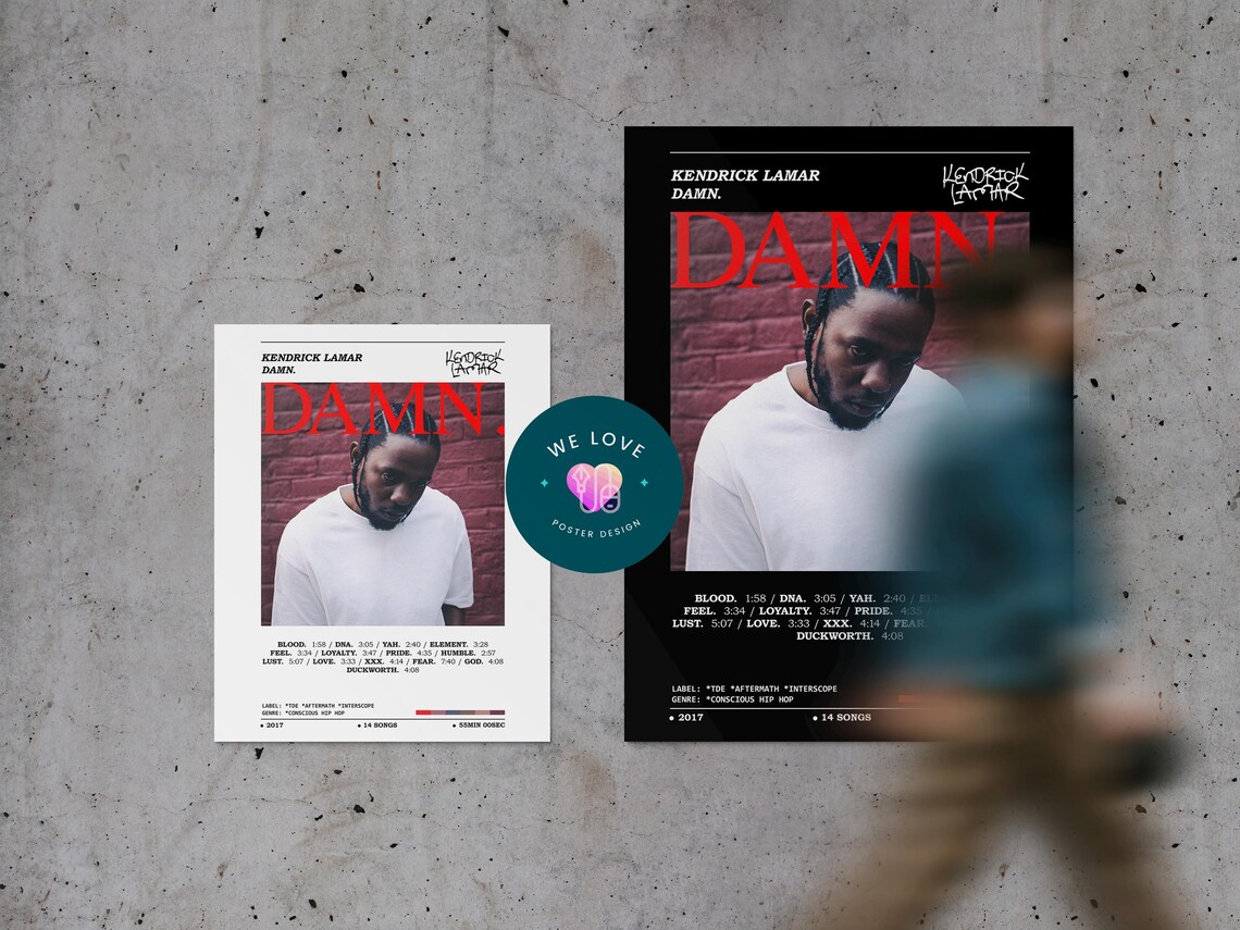 Kendrick Lamar - Damn. Album Poster / Kendrick Lamar Poster / Album ...