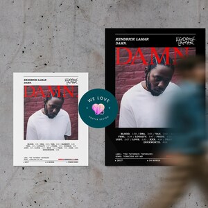 Kendrick Lamar - Damn. Album Poster / Kendrick Lamar Poster / Album ...