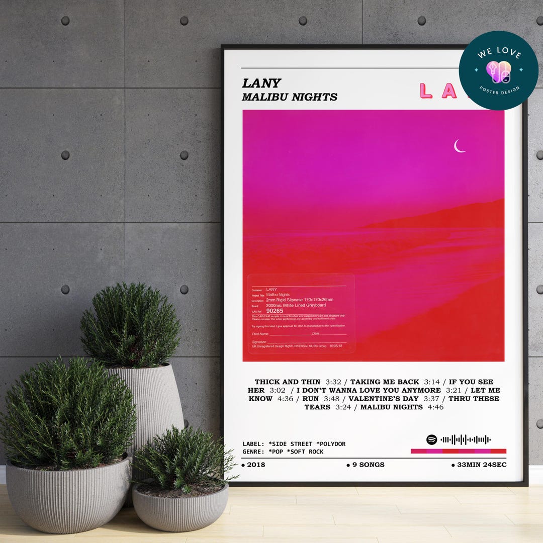 Lany - Malibu Nights Album Poster / Lany Poster / Album Cover Poster ...