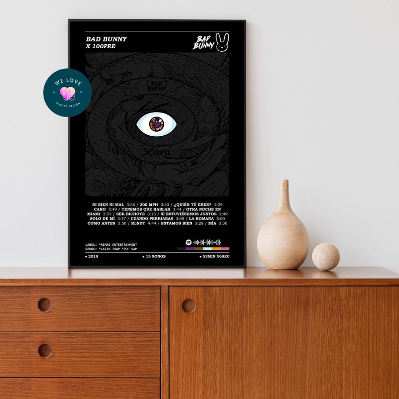 Bad Bunny X 100pre Album Poster / Bad Bunny Poster / Album Cover Poster ...