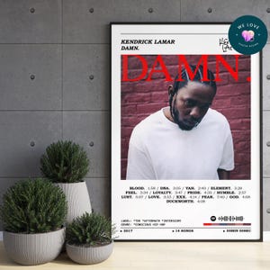 Kendrick Lamar - Damn. Album Poster / Kendrick Lamar Poster / Album ...