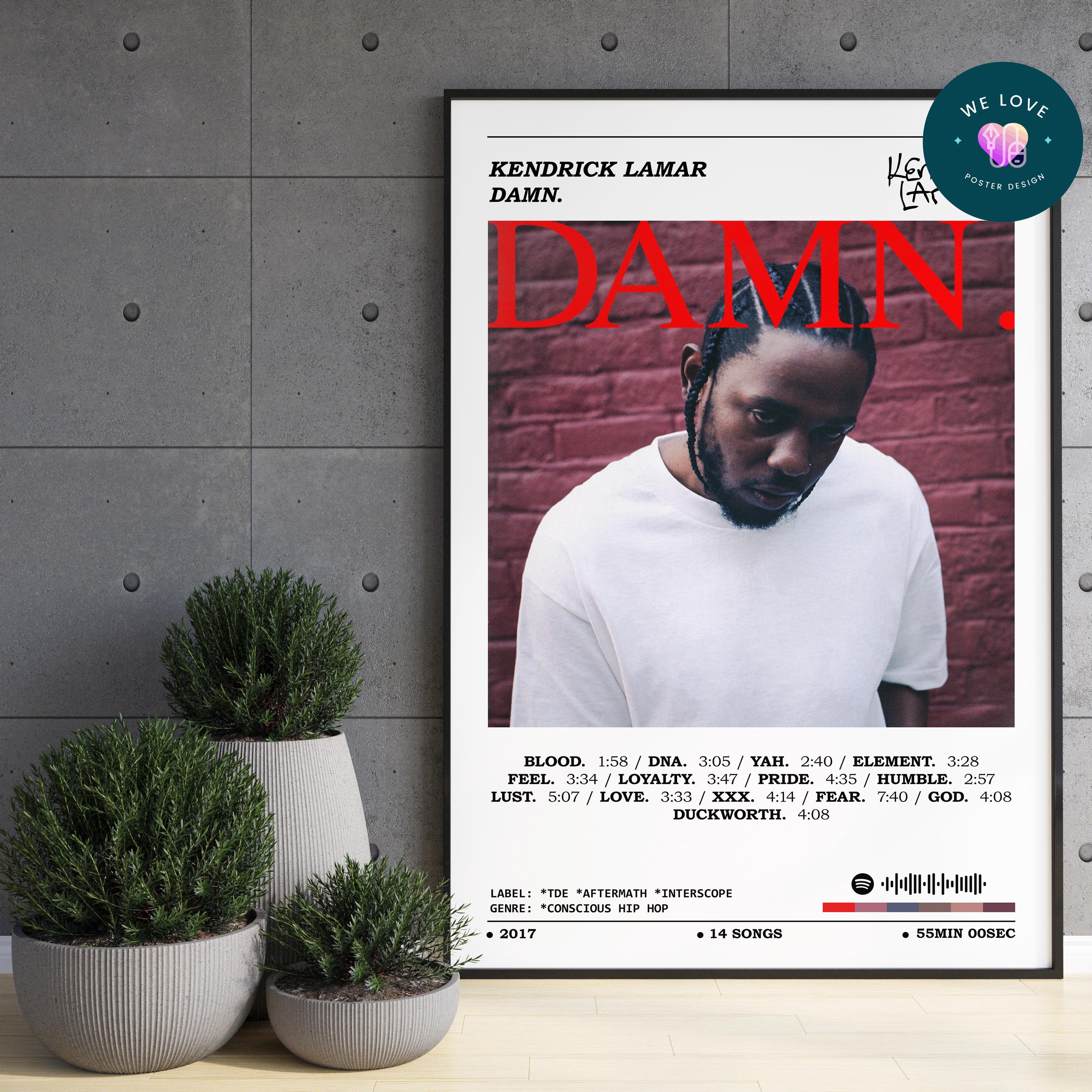Kendrick Lamar - Damn. Album Poster / Kendrick Lamar Poster / Album ...
