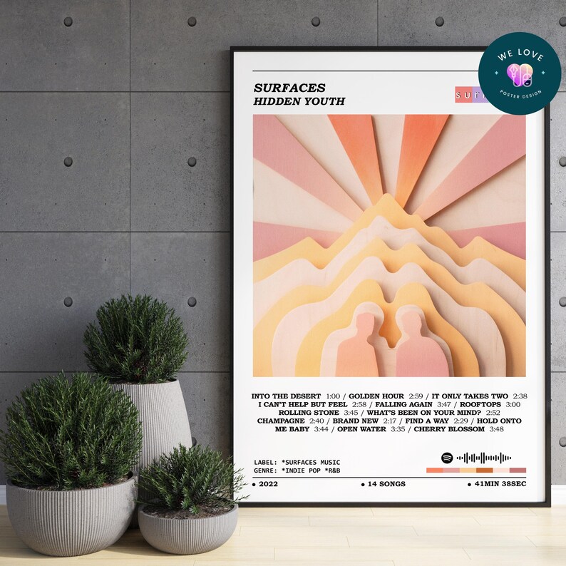 Surfaces - Hidden Youth Album Poster / Surfaces Poster / Album Cover ...