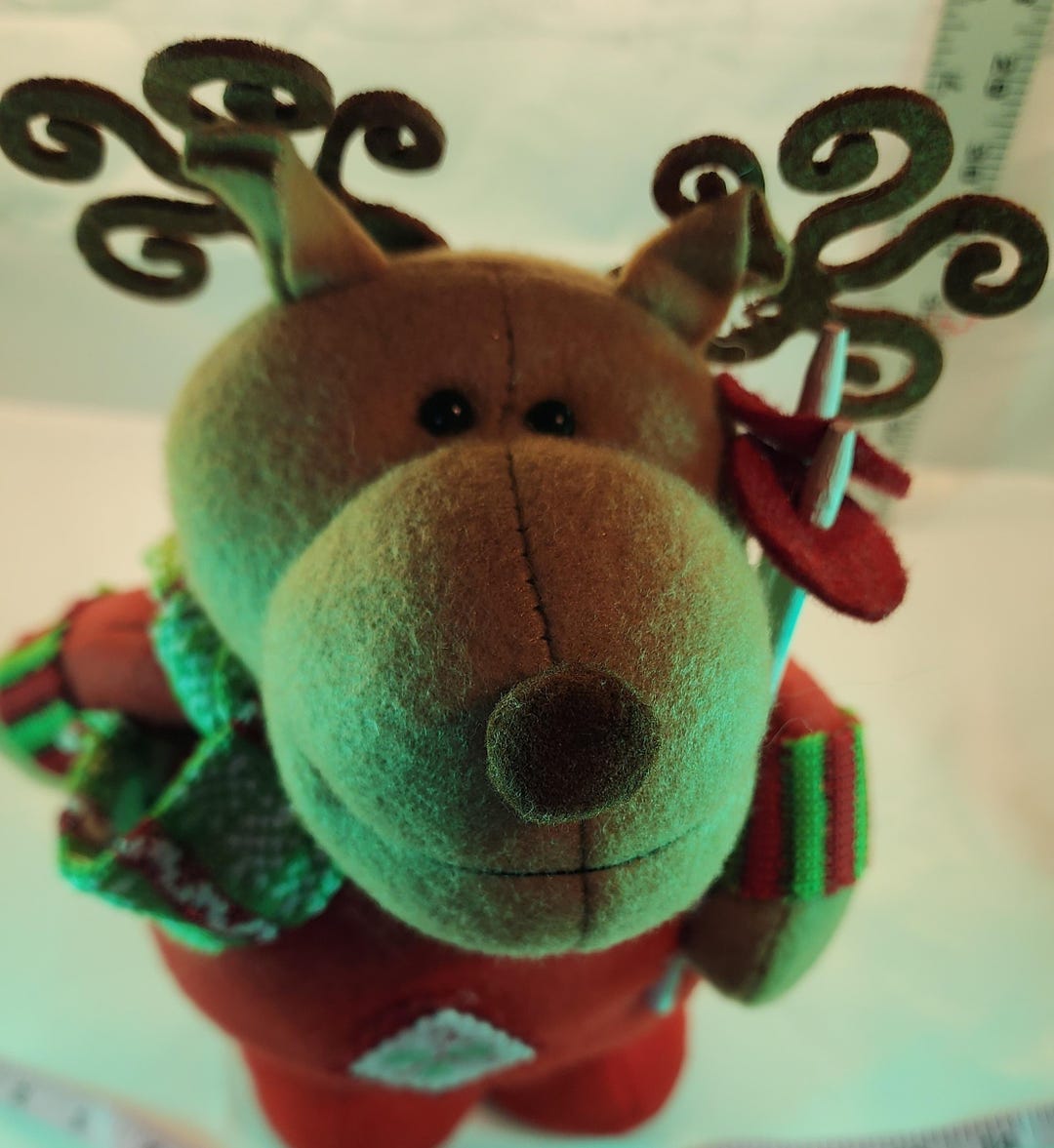 Reindeer Stuffed Plush With Ski Poles - 14" Christmas Decor - Etsy