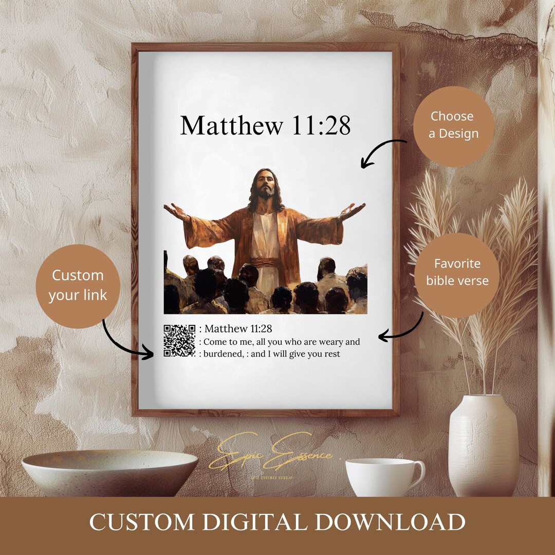 Custom Bible Verse, QR Code, Jesus Print, Black Jesus, Personalized ...