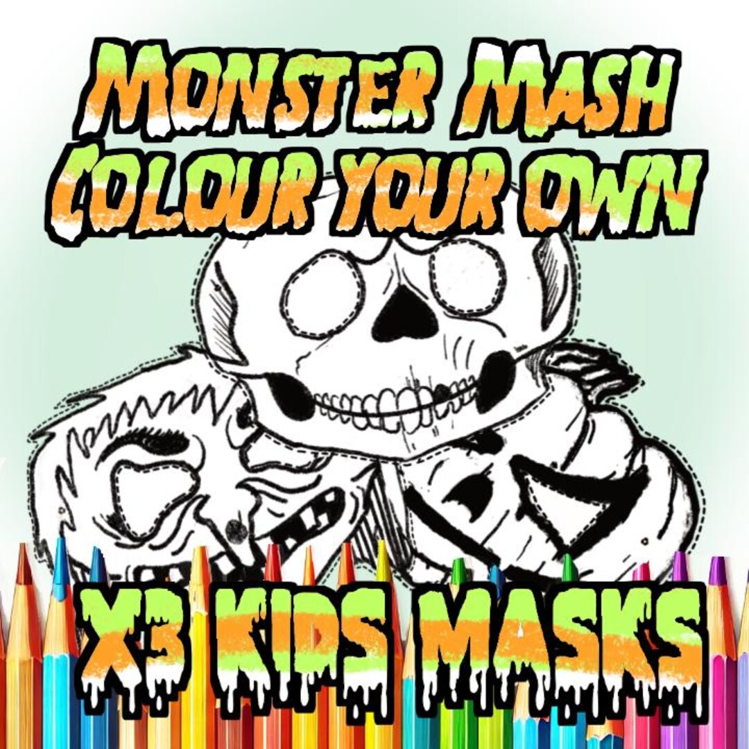 Spooky, Kids Colour Your Own Halloween Mask, Monster Mash, Colour and ...