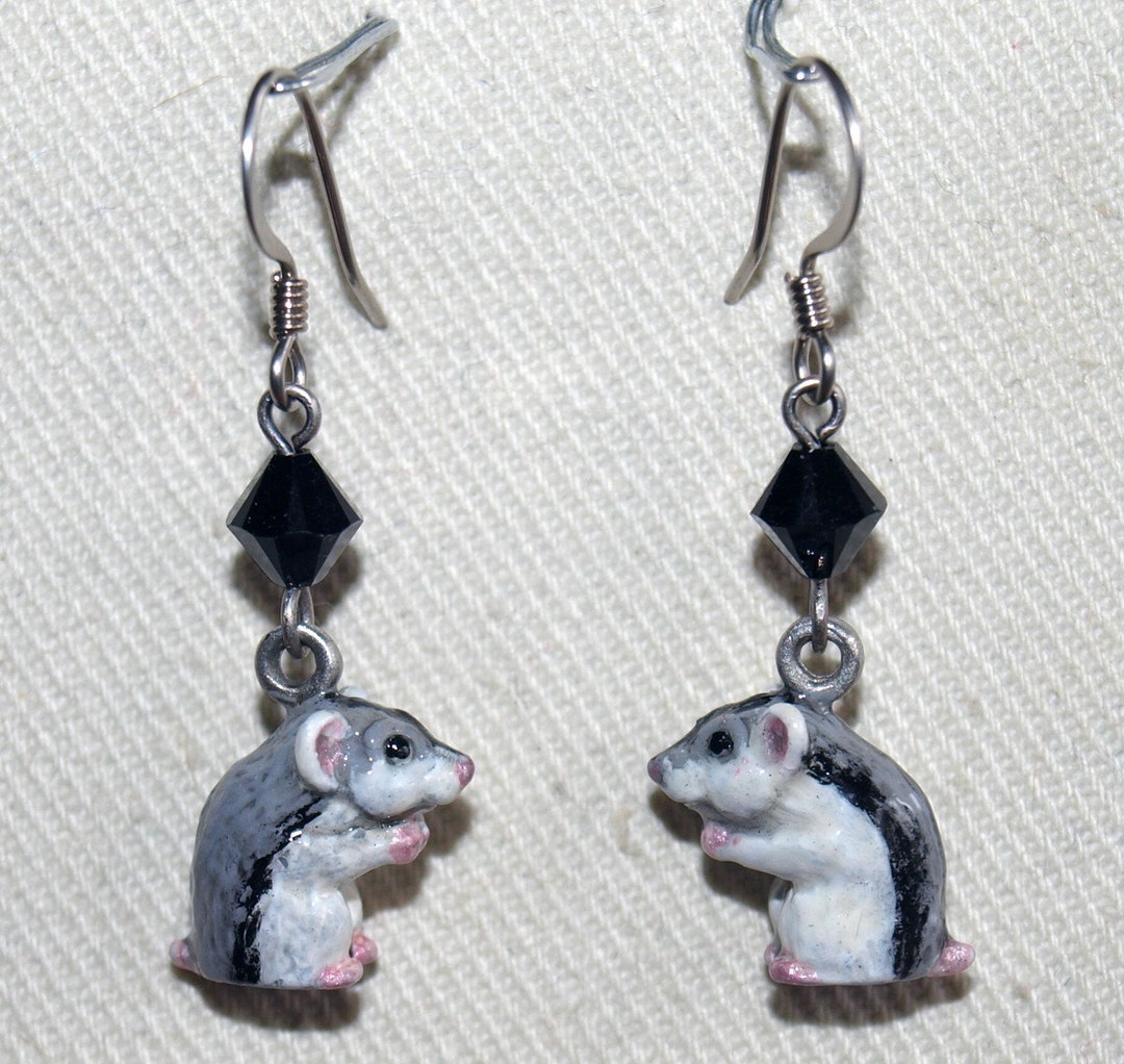 Custom Handpainted Hamster Earrings With Swarovski Crystal Beads - Etsy
