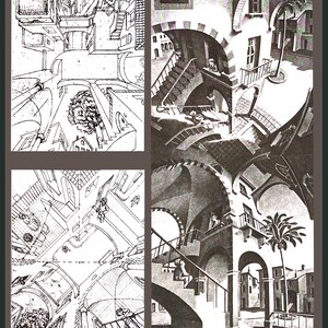 Escher Lithography and Studies, Glass Painting, Temepered Acrylic UV ...