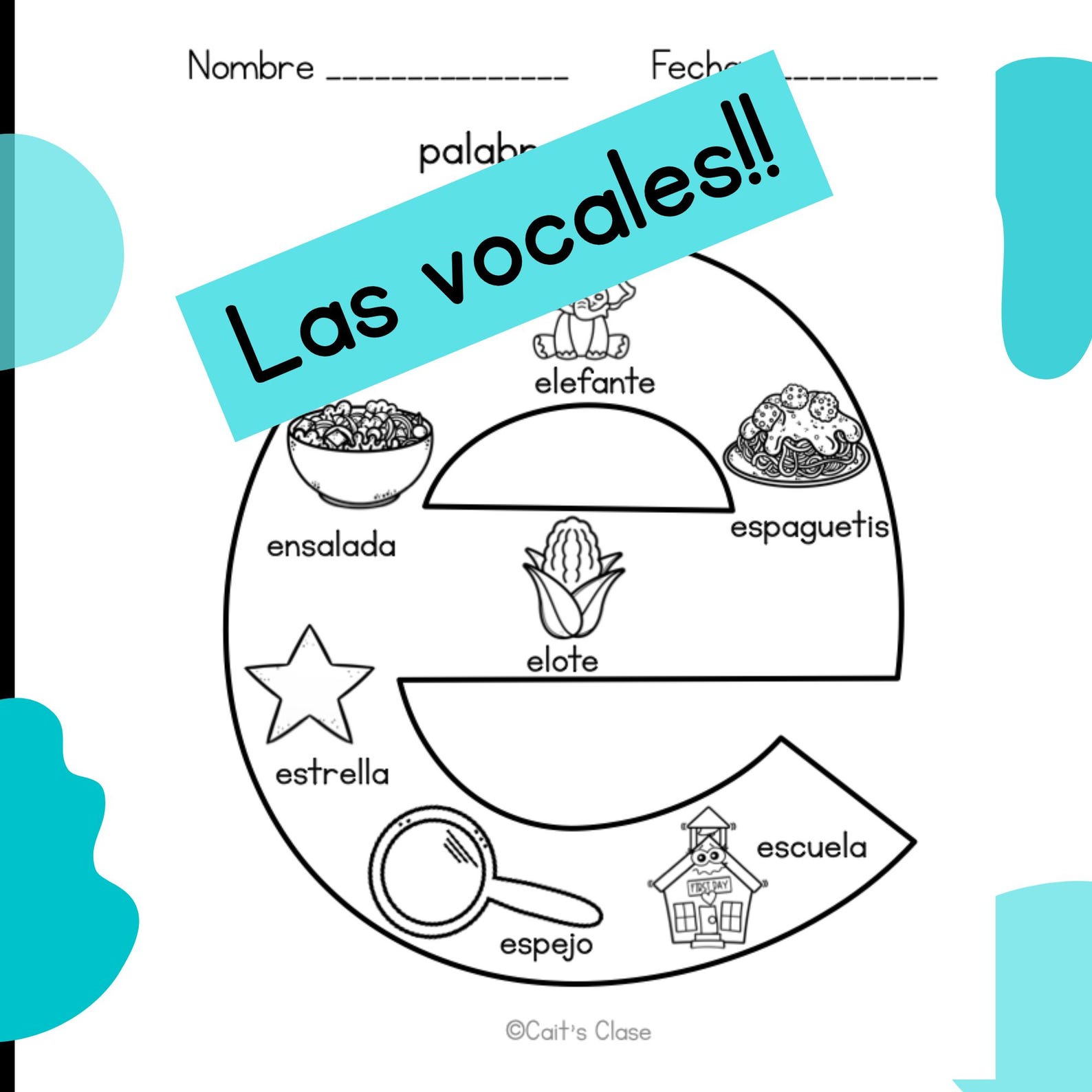 Vocales A, E, I, O, Y U pre-k, Kindergarten, First Grade Estrellita ...