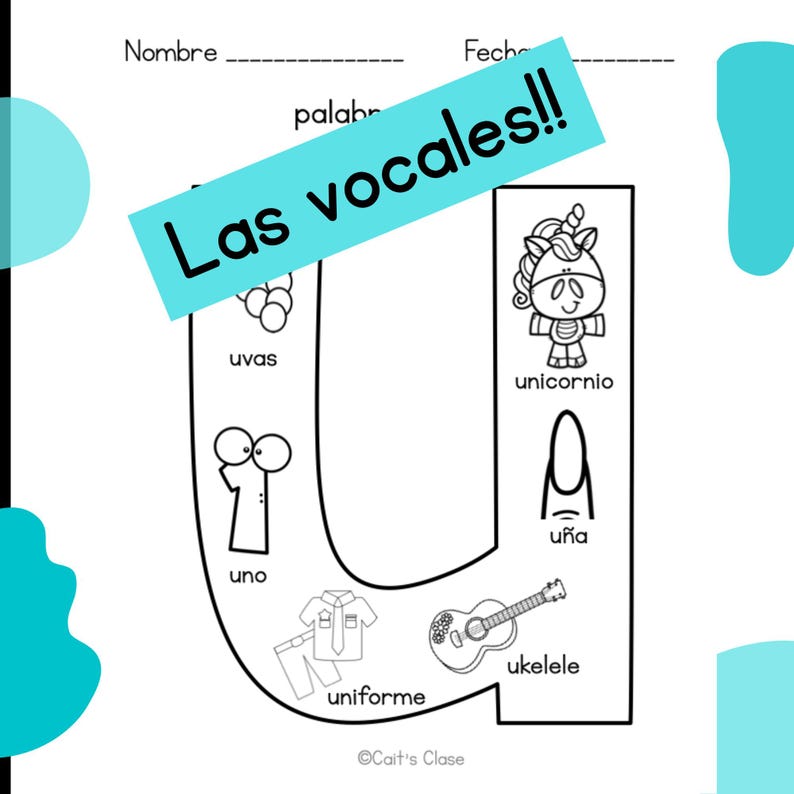 Vocales A, E, I, O, Y U pre-k, Kindergarten, First Grade Estrellita ...