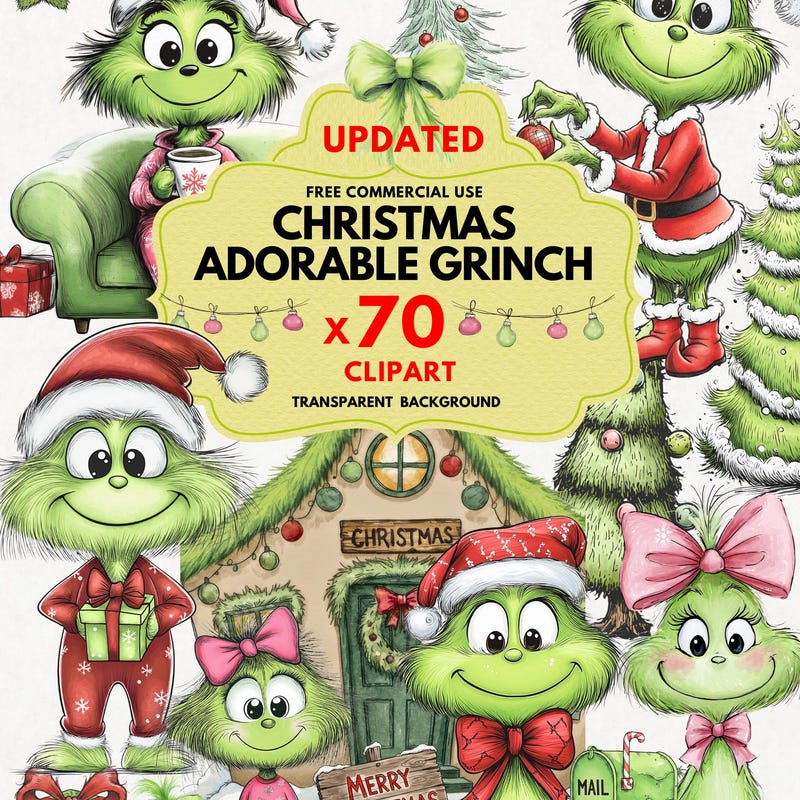 Grinch Clipart Graphics - Etsy